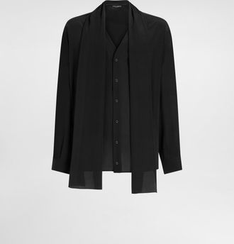 Dolce & Gabbana Hemd Aus Cr&ecirc;pe De Chine - Mann Hemden Schwarz 44