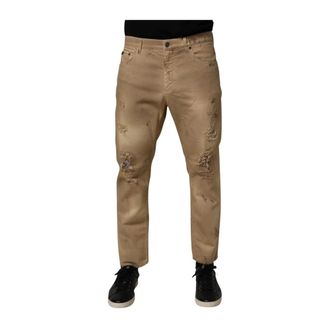 Dolce & Gabbana Beige Lockere Zerrissene Denim Jeans - - Trousers - Herren - Beige - M