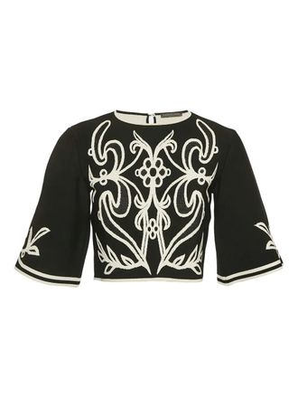 Alexander McQueen haut à fleurs brodées (2024) - Noir