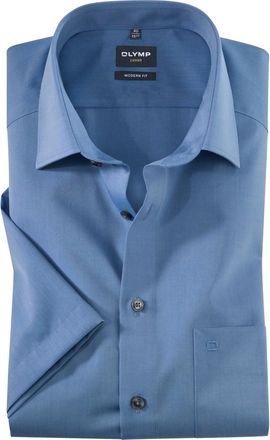Olymp Luxor modern fit Hemd Halbarm Chambray, Mittelblau, 46