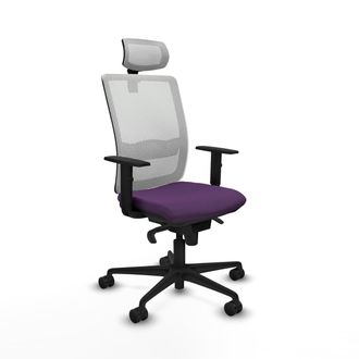 Piqueras y Crespo B&uuml;rostuhl, ideal zum Arbeiten mit 1D-Armen, h&ouml;henverstellbare Lendenwirbelst&uuml;tze und h&ouml;henverstellbares Kopfteil, Wei&szlig;/Violett