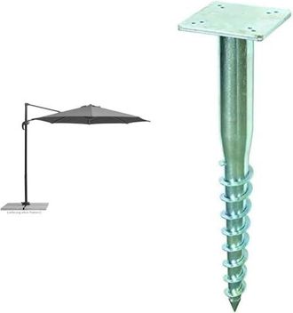 SCHNEIDER SCHIRME Schneider Sonnenschirm Rhodos Junior, anthrazit, 300 cm rund, 760-15, Gestell Alu/Stahl, Bespannung Polyester, 17.2 kg & Universal-Bodend&uuml;bel f&uuml;r Ampe