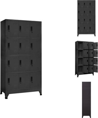 vidaXL Schlie&szlig;fachschrank Anthrazit 90x45x180 cm Stahl - Schliessfachschrank - Metallschrank - Garderobe - B&uuml;robedarf - Lagerraum