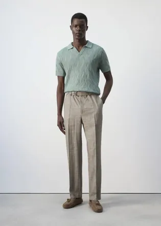 Mango Polo 100 % coton structure c&ocirc;tel&eacute;e &eacute;meraude - Homme - XXL - MANGO MAN