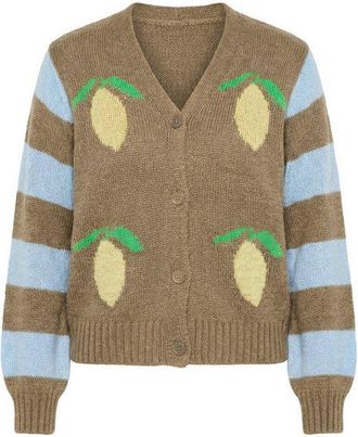 Angel Of Style Strickjacke Strickjacke Straight Fit Zitronen Ballon-Langarm