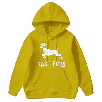 Generic Sweat &agrave; capuche imprim&eacute; cerf avec poche, printemps et automne, coupe ample, sport, d&eacute;contract&eacute;, manches longues, tendance, confortable, streetwear, ja