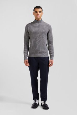 Eden Park Pull Col Chemin&eacute;e En Laine Et Coton Gris Coupe Regular