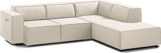 Studio Copenhagen home24 Ecksofa mit Ottomane Wei&szlig;/Altwei&szlig; Webstoff Osta 260 x 70 x 234cm Ottomane davorstehend rechts Sitztiefenverstellung Modern