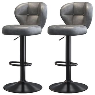 Generic Moderne Barhocker, 2Er-Set, Drehbar, mit R&uuml;ckenlehne, Metallgestell, Gepolstert, f&uuml;r K&uuml;cheninseln, 62-82 cm