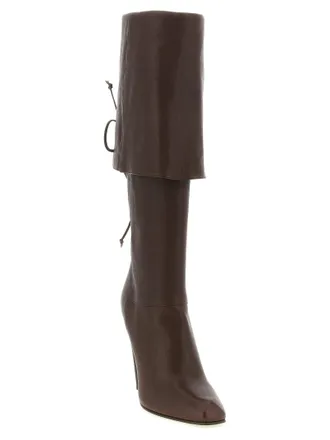 Alexander McQueen Womens Brown Lamb Leather Over The Knee Shoe