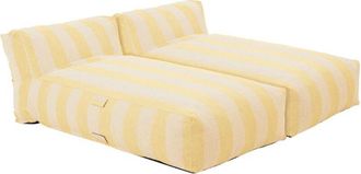 Oviala Salon de jardin modulable avec 2 m&eacute;ridiennes ray&eacute;es jaune clair - Mixi