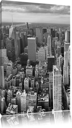 Pixxprint New York Skyline Black and White, Größe: 60x40cm, Leinwandbild, fertig gespannt, Wandbild, Dekoration, Kunstdruck, kein Poster