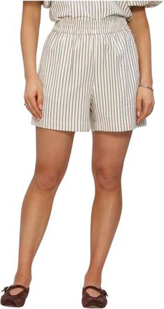 Notre-V Nv-Heintina Crepe Stripe Short - - Shorts - Damen - Wei&szlig; - S