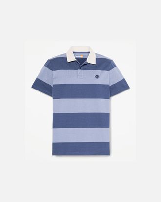 Timberland Kurz&auml;rmeliges Rugby-Poloshirt mit Streifendesign f&uuml;r Herren in Blau/Dunkelblau, Herren, Blau, Gr&ouml;&szlig;e