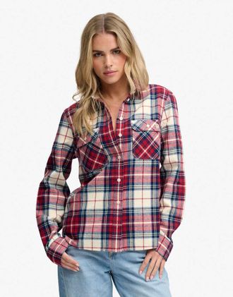 Superdry Flanellhemd mit Holzf&auml;llerkaromuster in Delta Check Red-ROT
