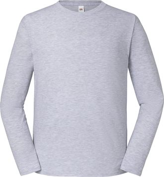 Fruit Of The Loom Iconic 195 Ringspun Premium Long Sleeve T Herren Langarm Shirt, Farbe:Graumeliert, Gr&ouml;&szlig;e:2XL