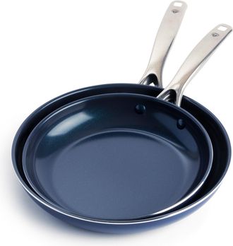 Blue Diamond Cookware Diamantinfundiertes 2-teiliges Bratpfannenset, 24 cm und 28 cm, Keramische Antihaftbeschichtung, PFAS-frei, Spülmaschinengeeignet, Backofenfe