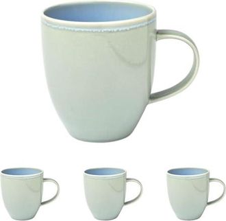 like. by Villeroy & Boch group Villeroy & Boch Group - Crafted Blueberry, Becher mit Henkel, 350 ml, Premium Porzellan, t&uuml;rkis, 19-5169-9651 (Packung mit 4)