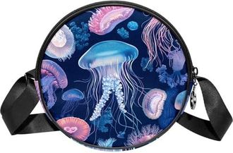 Generic Sac &agrave; bandouli&egrave;re rond pour femme, rose m&eacute;duse corail, petit sac &agrave; bandouli&egrave;re avec fermeture &eacute;clair, bretelles r&eacute;glables, sac &agrave; main rond d&eacute;contract&eacute;