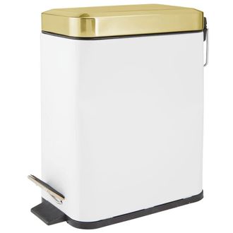 mDesign rechteckiger Tretm&uuml;lleimer mit 5 L Kapazit&auml;t - kompakter M&uuml;lleimer mit Inneneimer f&uuml;r das Bad, Schlafzimmer oder B&uuml;ro - moderner Papierkorb aus Metall