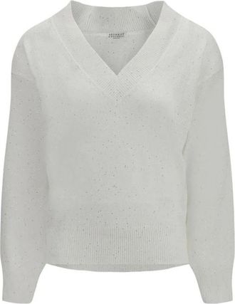 Brunello Cucinelli Femme, Pulls, Blanc, Taille: 42 FR Linen Relaxed Fit SweaT-shirt