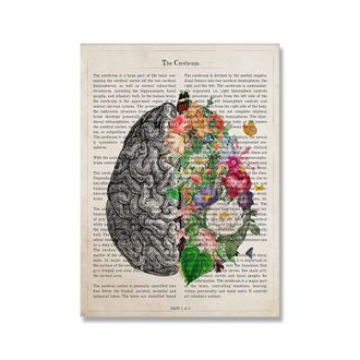 Rimura Gehirn-Kunst-Blumen-Anatomie-Druck, Psychologie, Neurologe, Arzt, Geschenke, medizinisches Poster, Wandkunst, Leinwand, Gem&auml;lde, Klinik, Heimdekoratio