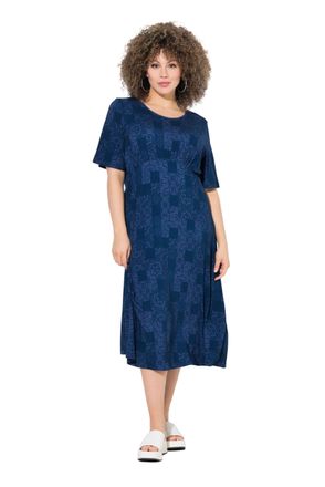 Ulla Popken Damen gro&szlig;e Gr&ouml;&szlig;en &Uuml;bergr&ouml;&szlig;en Plus Size Jerseykleid mit tonigem Kachel Print