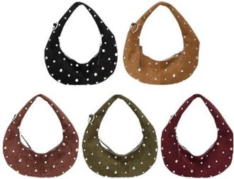 Generic Sac &agrave; bandouli&egrave;re clout&eacute; en faux daim pour femme avec fermeture &eacute;clair pour un usage quotidien (noir)