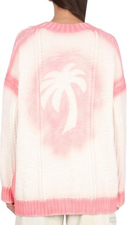 Palm Angels Patent Leather Effect Cardigan - White