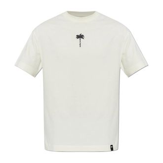 Palm Angels Logo T-Shirt - - Tops - Herren - Beige - S