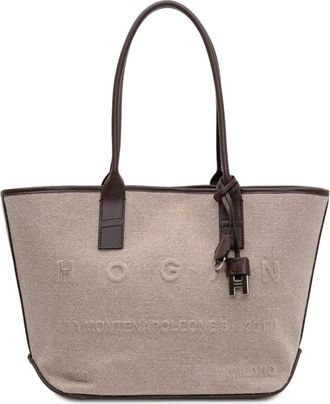 Hogan Femme, Sacs, Beige, Taille: ONE Size Denim Shopping Bag