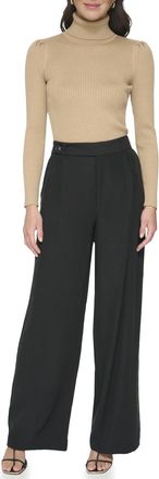 DKNY Womens Frosted Twill Trousers, Black, 8