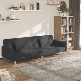 vidaXL Schlafsofa 2-Sitzer mit 2 Kissen Dunkelgrau Stoff - Vidaxl