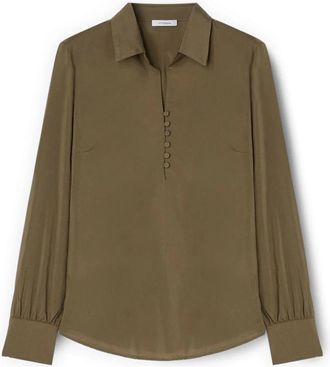Motivi Bluse mit Satinkragen - - Blouses & Shirts - Damen - Gr&uuml;n - XS