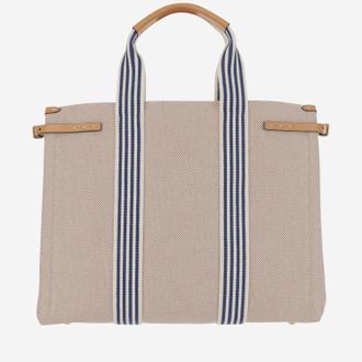 Valentino Garavani Mens Antibes Large Tote Bag Beige Cotton Shoulder