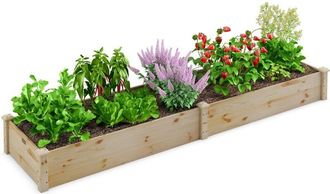 Costway Costway - Jardini&egrave;re Sur&eacute;lev&eacute;e Rectangulaire en Bois de Sapin Base Ouverte 240x60x25CM, Lit de Jardin Facile &agrave; Assembler pour Culture Fruits L&eacute;gumes