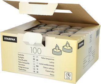 Papstar Papstar 100 Teelichter &Oslash; 38 mm 23 mm weiss Brenndauer 8h