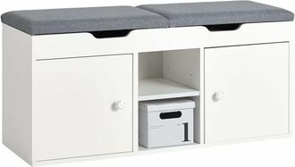 SoBuy FSR96-W Sitzbank mit Zwei Sitzkissen Schuhbank mit Stauraum Garderobenbank Truhenbank Schuhtruhe Dielenbank weiß bht ca: 100x48x34cm - Sobuy