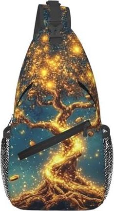 Generic Sac &agrave; dos &agrave; bandouli&egrave;re motif mandala arbre de vie for&ecirc;t enchant&eacute;e de lune et &eacute;toiles pour homme