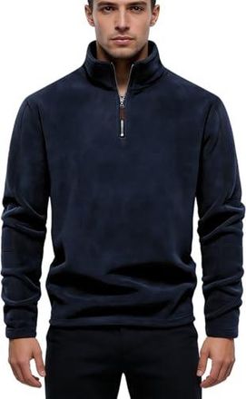 Generic Pull &agrave; manches longues pour homme - Automne et hiver - Col montant - D&eacute;contract&eacute; - Tendance - Col en V, noir fonc&eacute;, XL