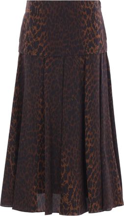 Balenciaga jupe plissée à imprimé léopard - Marron