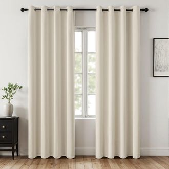 Miulee Verdunklungsvorhänge Hellbeige Vorhänge Blickdicht 2er Set 260 cm Lang, Modern Gardinen Ösen Abdunkelnde Vorhänge Wohnzimmer Schlafzimmer, Fenster Gar