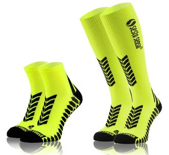 Sesto Senso 2 Paar Sneaker Laufsocken Gelb und Kompressionsstrümpfe Sportsocken Damen Herren 39-42 Yellow