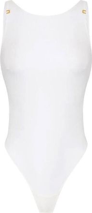 Elisabetta Franchi Femme, Tops, Blanc, Taille: 40 FR Body en jersey cr&ecirc;pe avec d&eacute;tails logo