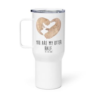 Mr. & Mrs. Panda XXL Thermobecher Otter Herz - Geschenk, Liebe, Hochzeitstag, XL, Reisebecher, Jumbo Becher, Autobecher, Reisetasse, Großer