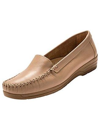 Pediconfort Mocassins Plateau Lisse Largeur Confort - Femme - Taille : 40 - Couleur : Beige
