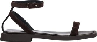 Estro & Luminara Femme, Chaussures, Brun, Taille: 39 EU Sandales Plates en Velours avec Fines Bretelles