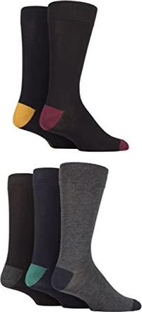 SockShop Hommes Chaussettes en bambou naturel color&eacute; et color&eacute; &agrave; motifs divers mod&egrave;les pour un usage quotidien Taille 40-45 Multipack de 5 - Royales/Noir Marin