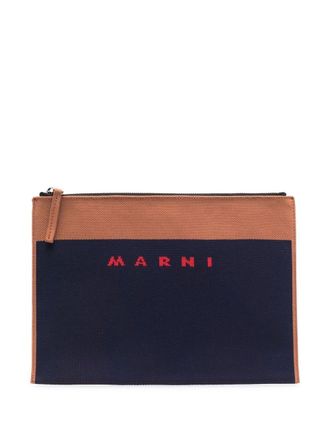 Marni pochette &agrave; logo imprim&eacute; - Bleu