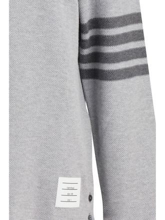 Thom Browne Cotton Piqu&eacute; with 4-Bar Stripe Polo Shirt - Gray